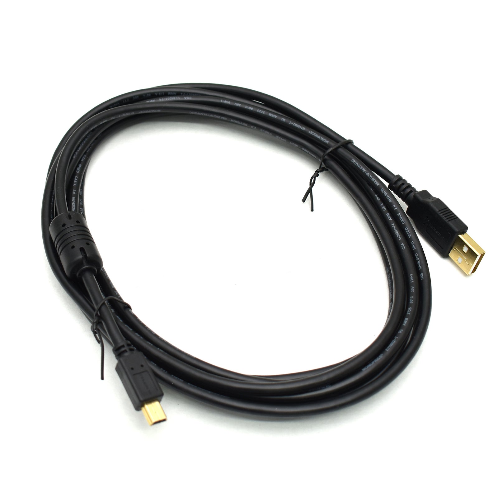 10 ft Gold Plated USB Cable w/ Ferrite Core (USB Type B Mini/ CR-10/ E
